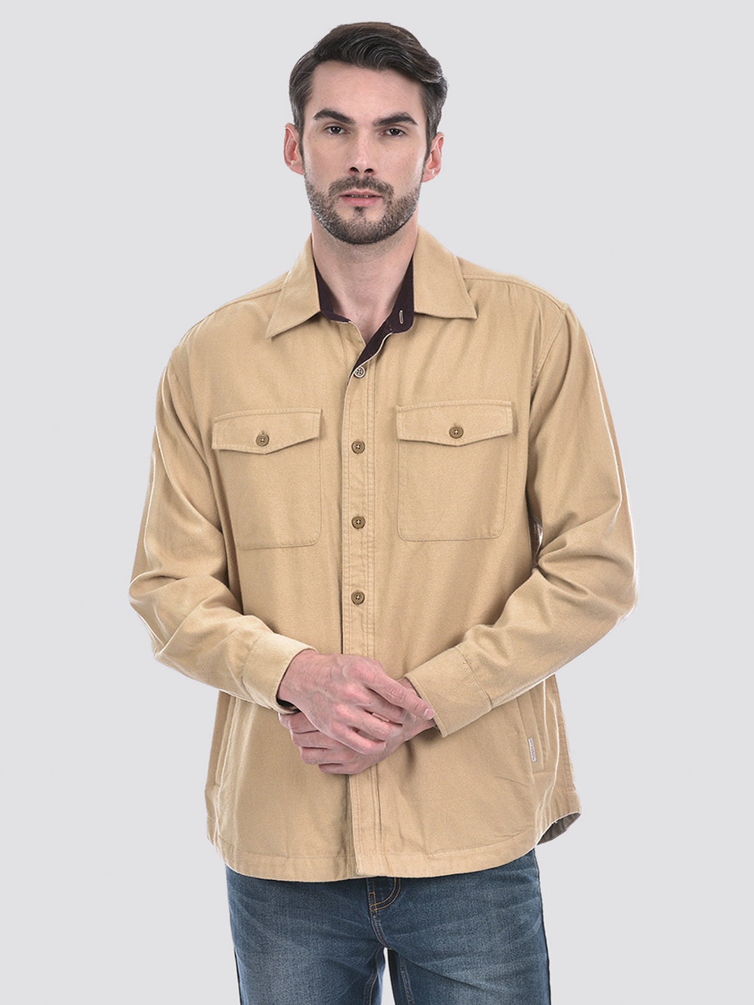 Buy Men's Solid Brown Oversized Fit Shirt Online | Numero Uno
