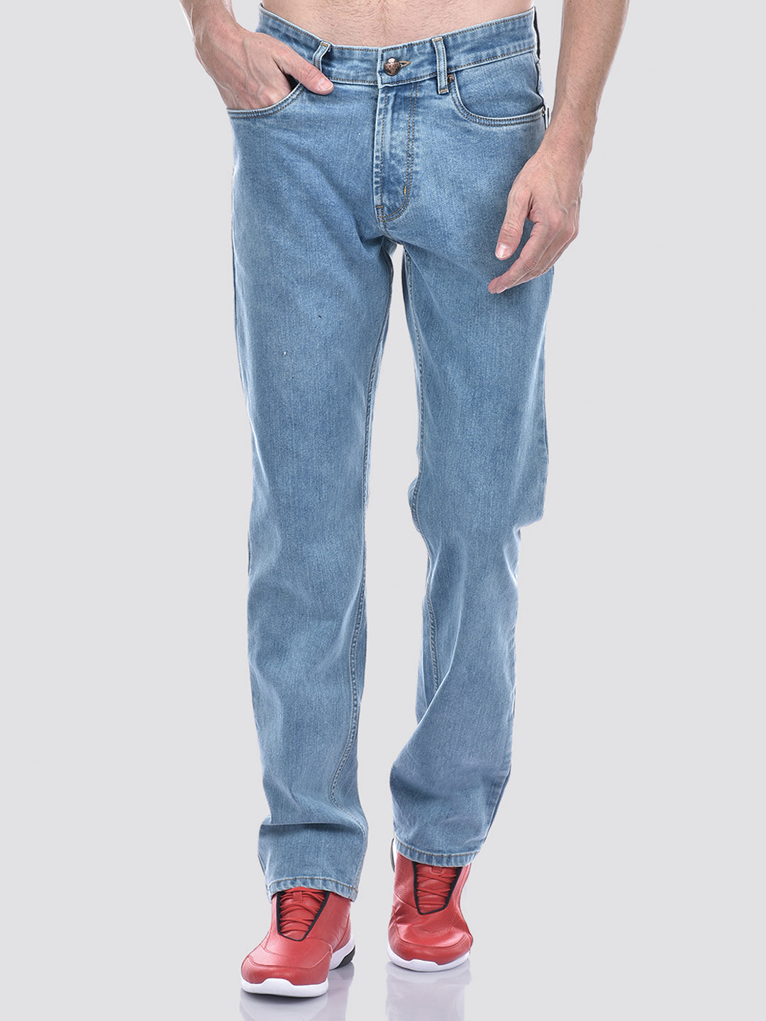 Buy Men's Sustainable Regular Fit Light Blue Jeans Online | Numero Uno