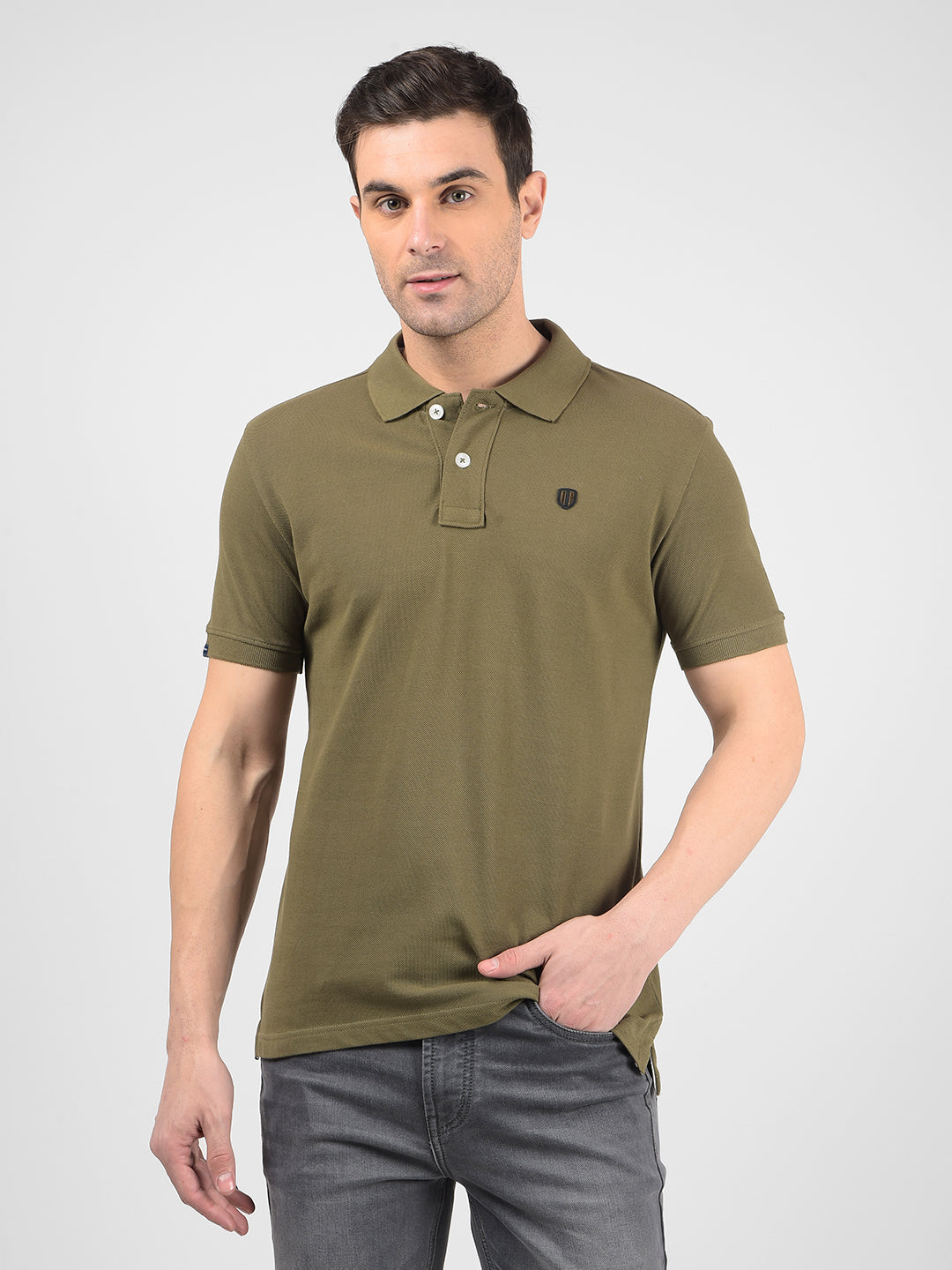 Buy Men's Green Polo Neck Regular Fit T-Shirt Online | Numero Uno