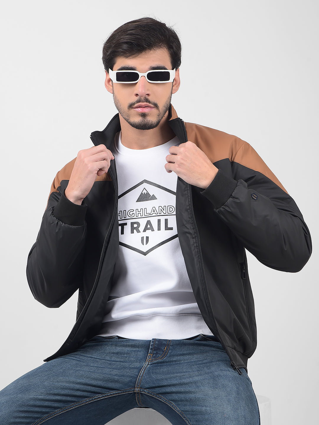 Buy Men's Solid Black Bomber Regular Fit Jacket Online | Numero Uno