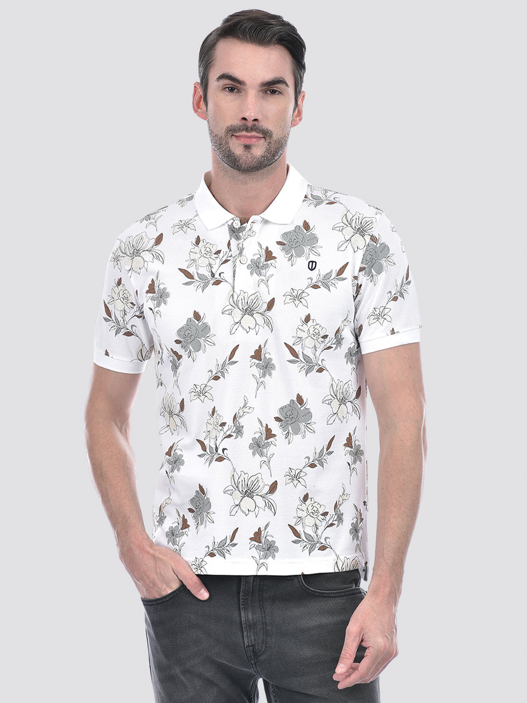 Men's White Polo Neck Regular Fit T-shirt – Numero Uno