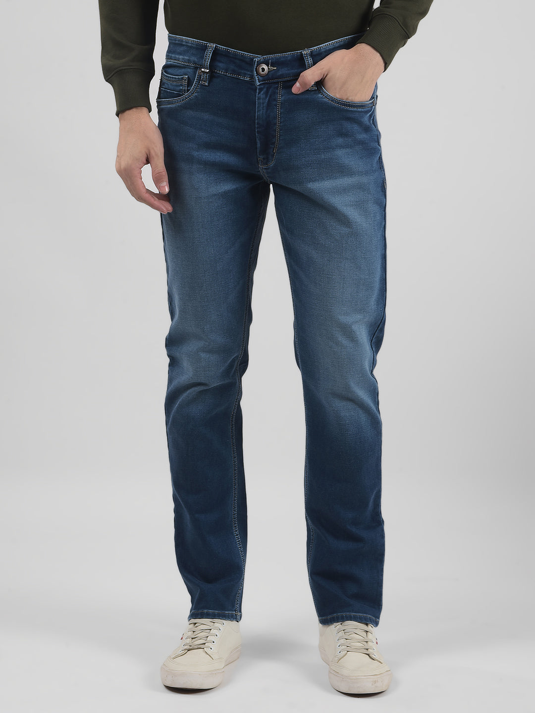 Buy Men's Sustainable Mid Rise Blue Skinny Fit Jeans Online | Numero Uno