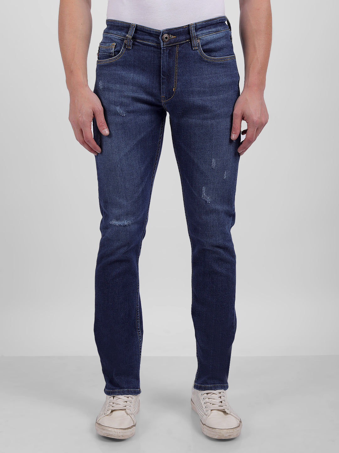 Buy Men's Blue Low Rise Skinny Fit Sustainable Jeans Online | Numero Uno