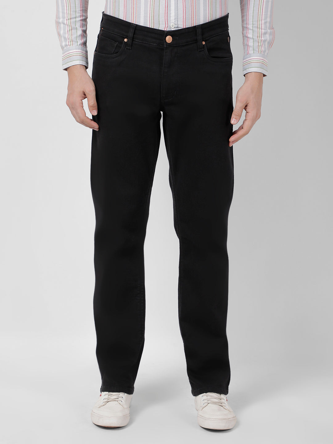 Buy Men's Sustainable Solid Black Regular Fit Jeans Online | Numero Uno