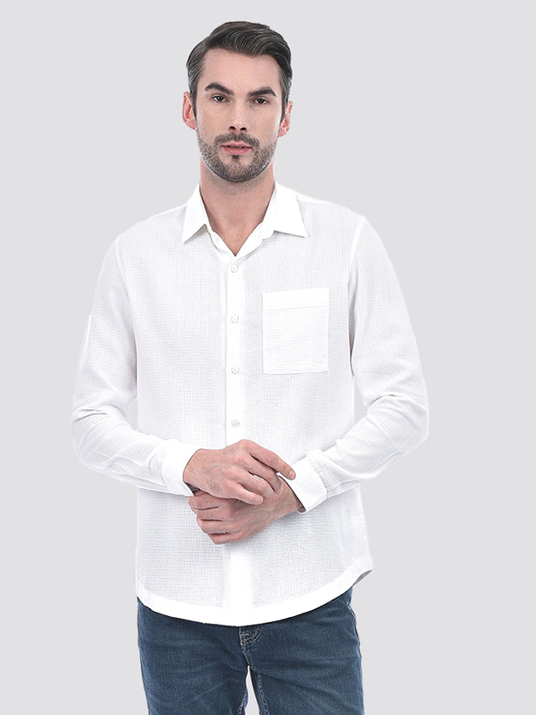 Men's Solid White Regular Fit Shirt – Numero Uno
