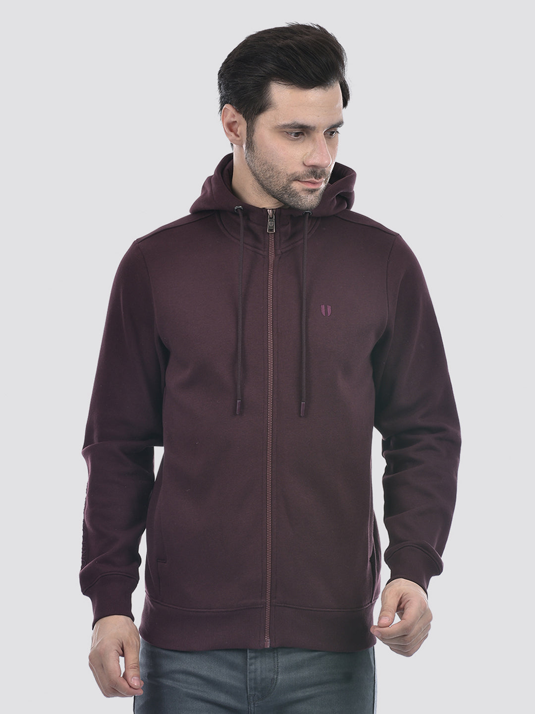 Buy Men's Maroon Hooded Neck Regular Fit Sweatshirt Online | Numero Uno